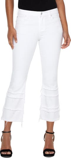 Liverpool Los Angeles Hannah Frayed Tiered Crop Flare Jeans | Nordstrom