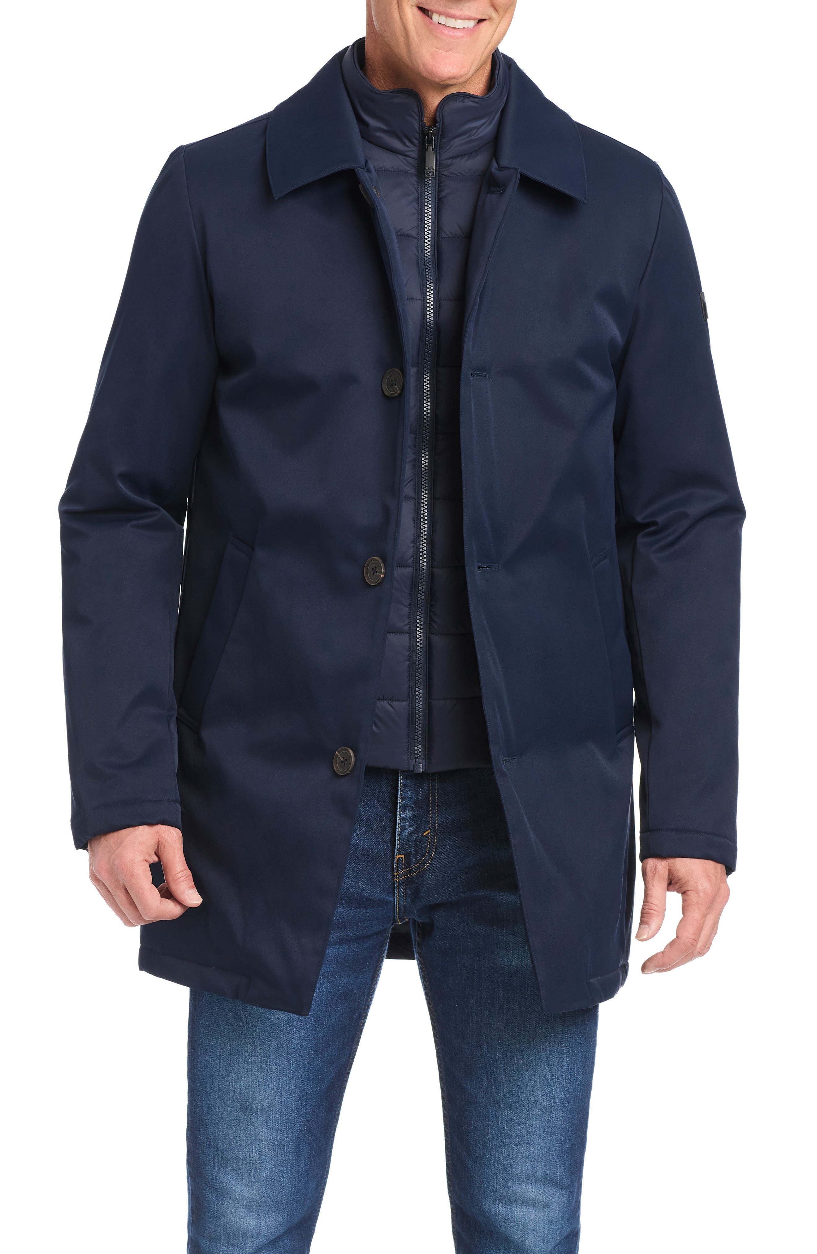 Vince Camuto Rain Tek Coat with Removable Bib | Nordstromrack