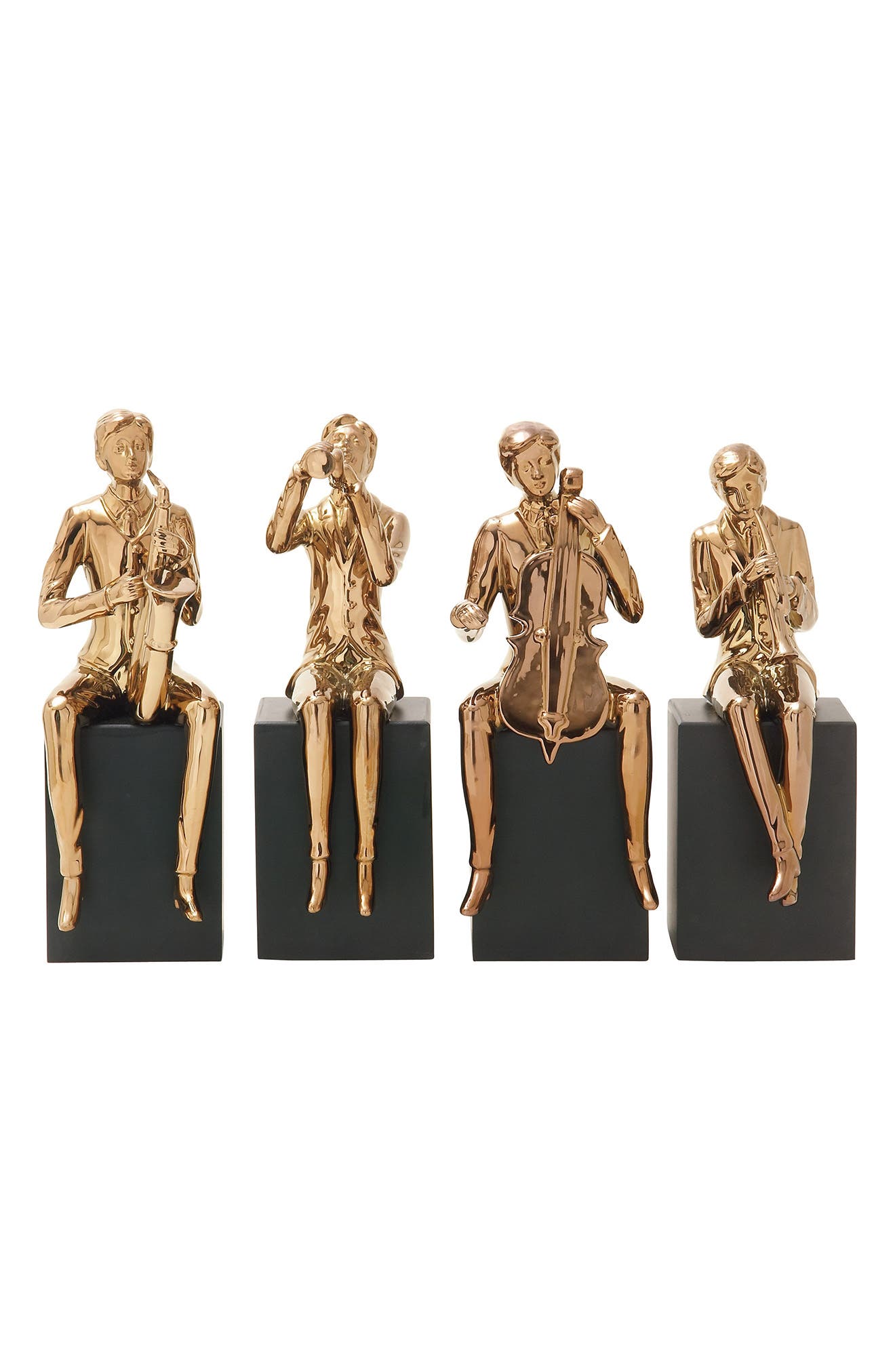 WILLOW ROW Copper Porcelain Modern Musician Sculpture - Set of 4 ...