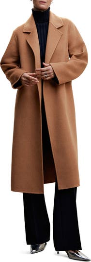 MANGO Belted Wool Blend Coat | Nordstrom