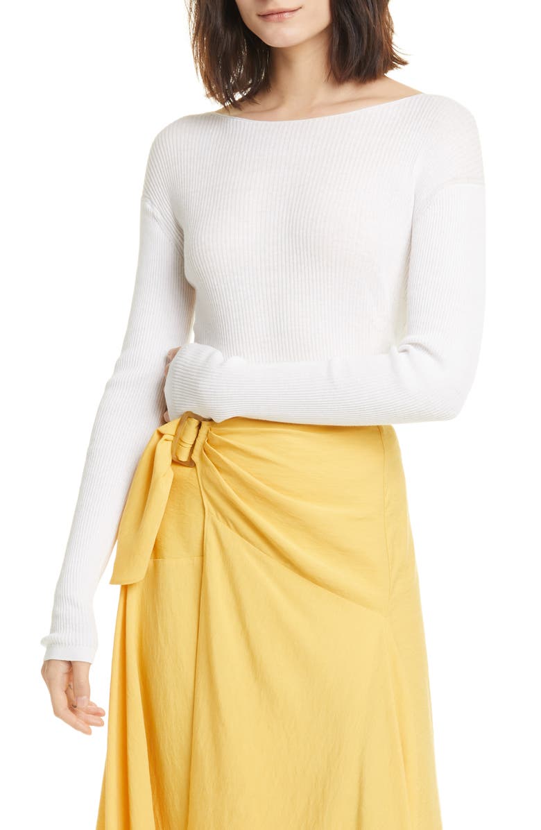 Vince Ribbed Boat Neck Cotton Sweater | Nordstromrack