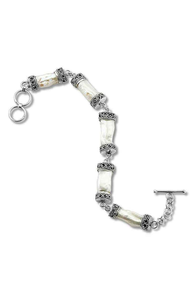 SAMUEL B. Sterling Silver Natural Pearl Station Bracelet | Nordstromrack