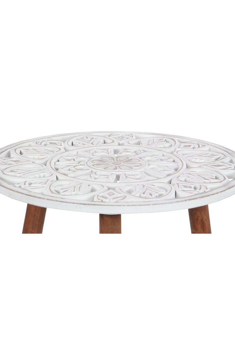 GINGER BIRCH STUDIO White Wood Handmade Intricately Carved Floral ...