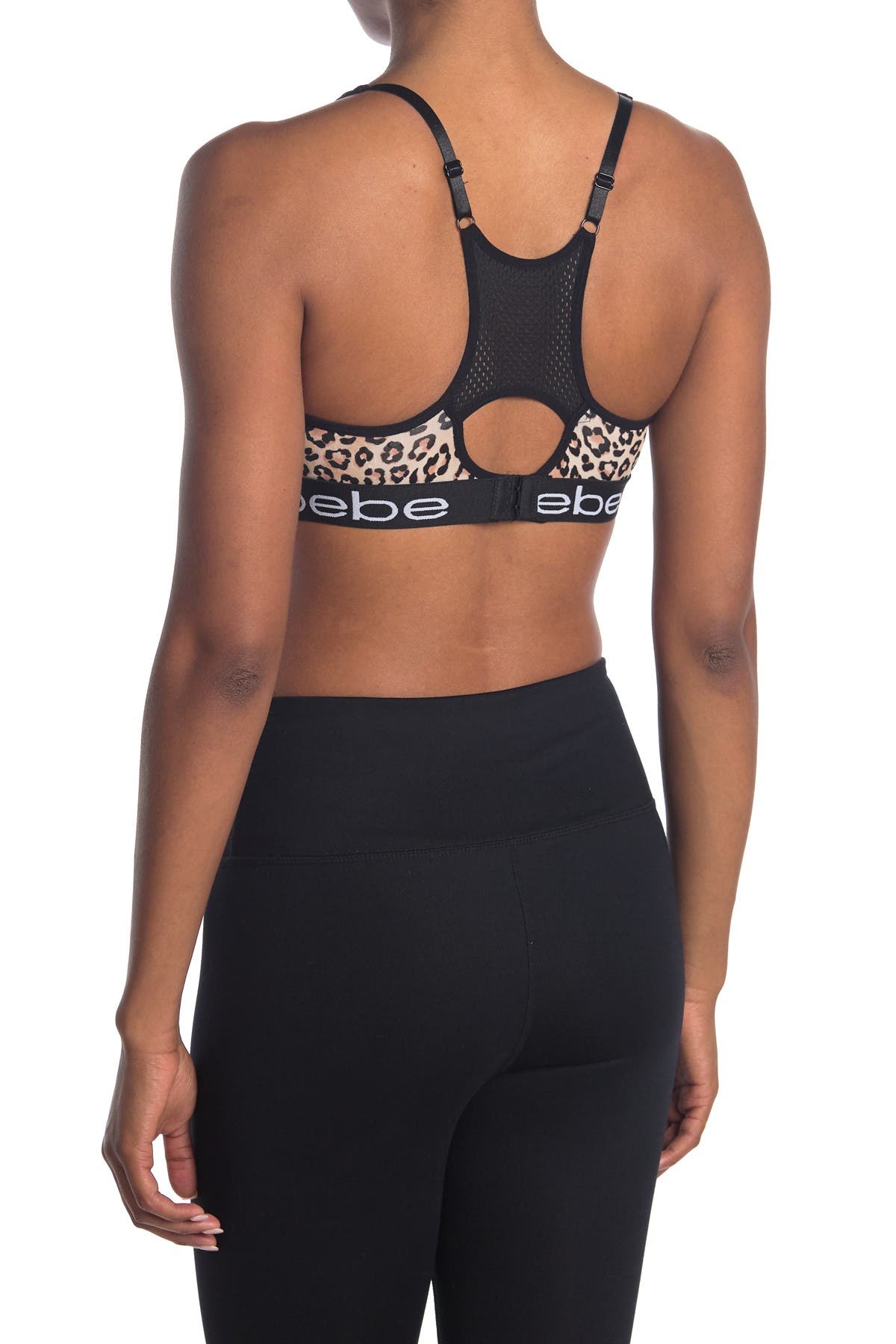 bebe Leopard Print Mesh Racerback Underwire Bra | Nordstromrack