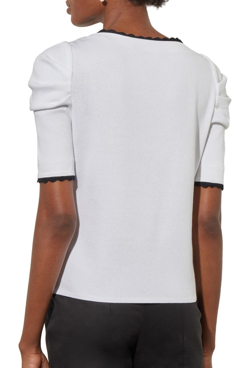 Ming Wang Contrast Puff Sleeve Knit Top | Nordstromrack