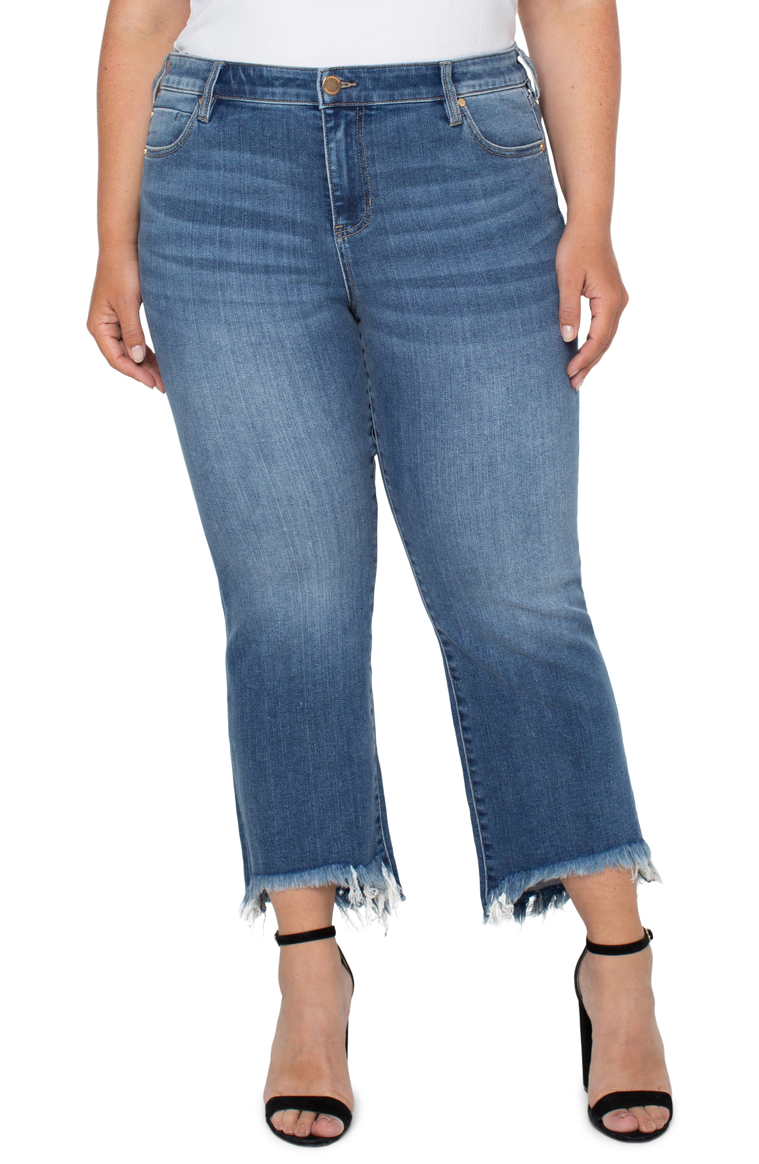 Liverpool Los Angeles Hannah Frayed Crop Flare Jeans | Nordstromrack