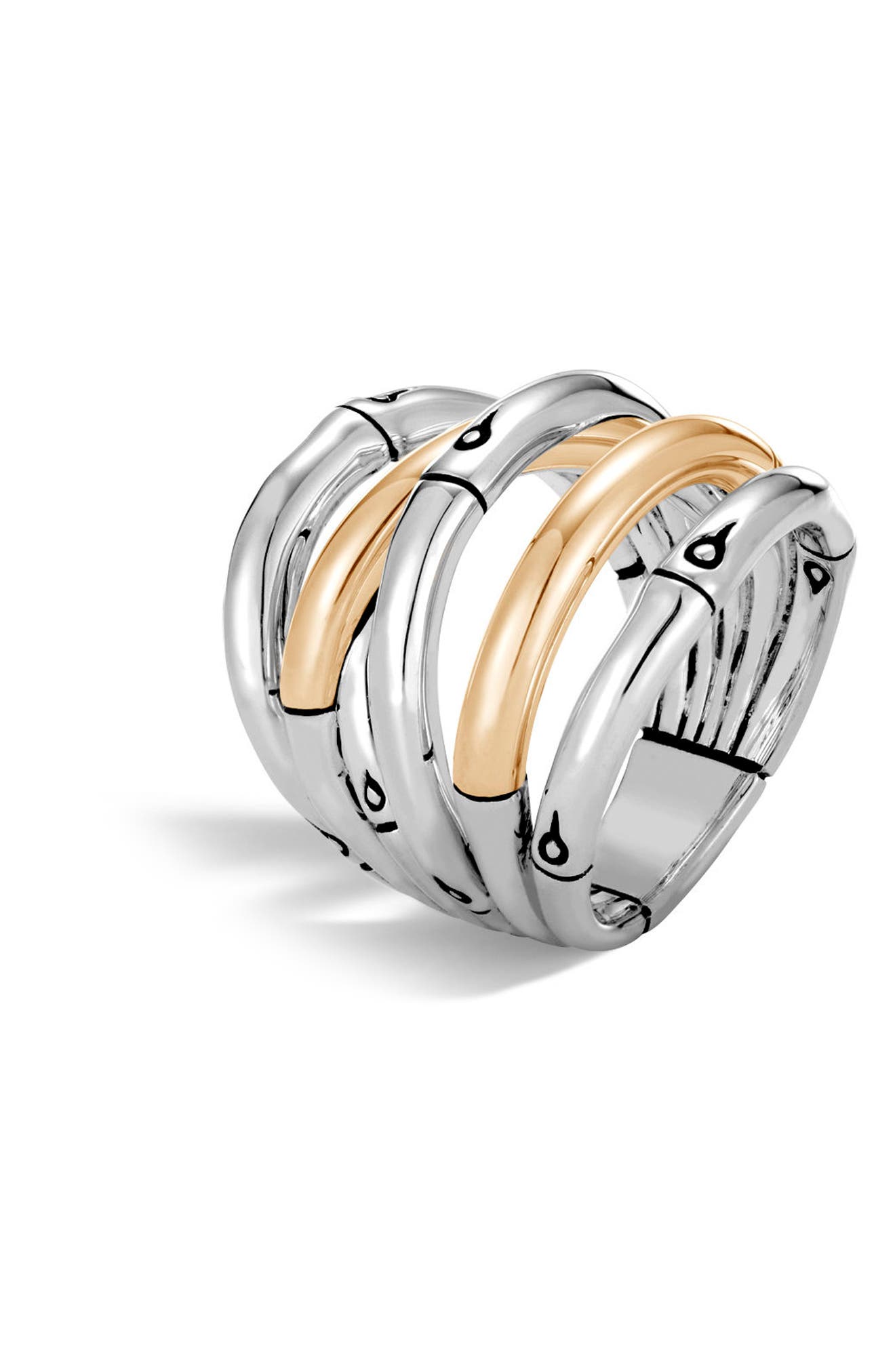 John Hardy Bamboo 18-Karat Gold Sterling Silver Stack Ring | Nordstromrack