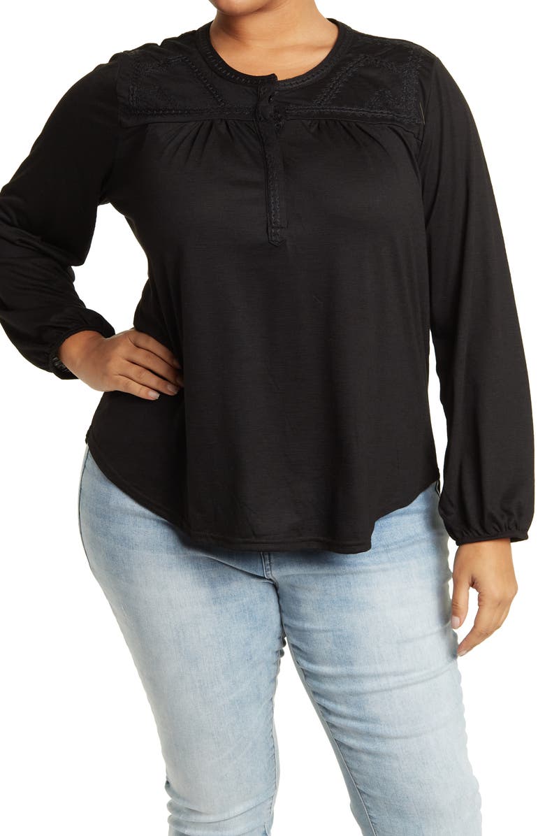 Forgotten Grace Slub Embroidered Blouse | Nordstromrack