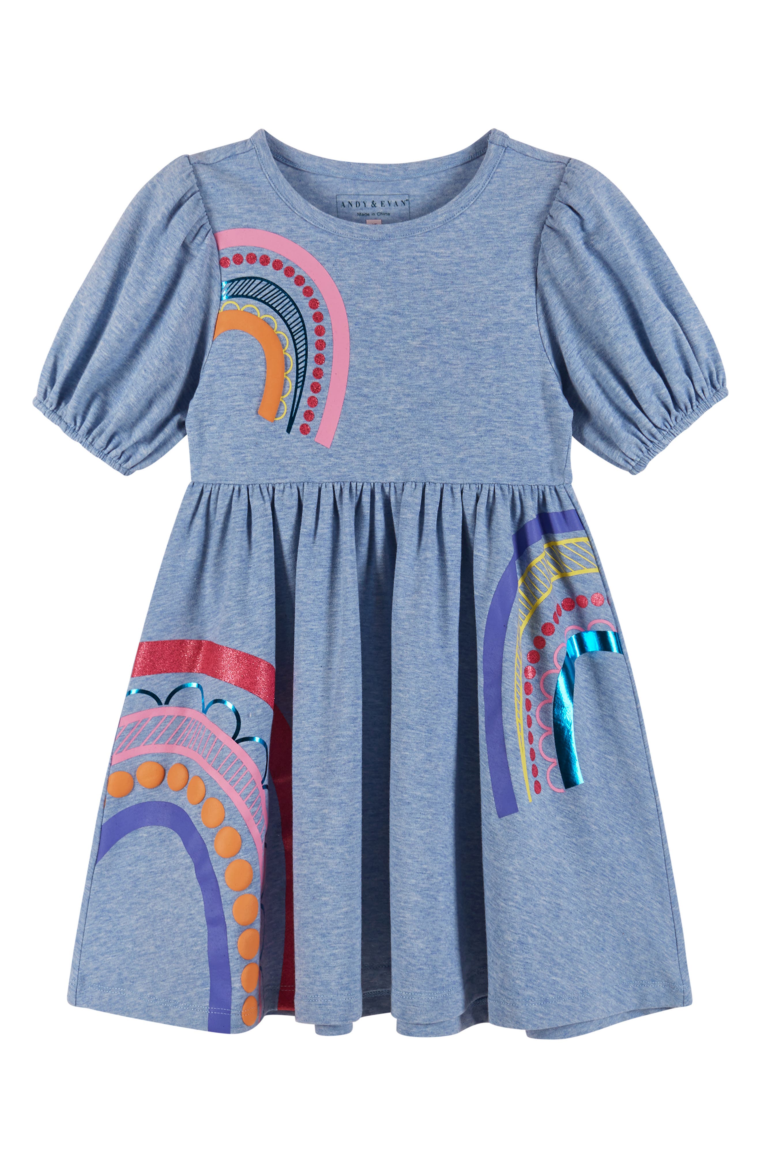 Andy & Evan Kids' Rainbow Puff Sleeve Dress | Nordstromrack
