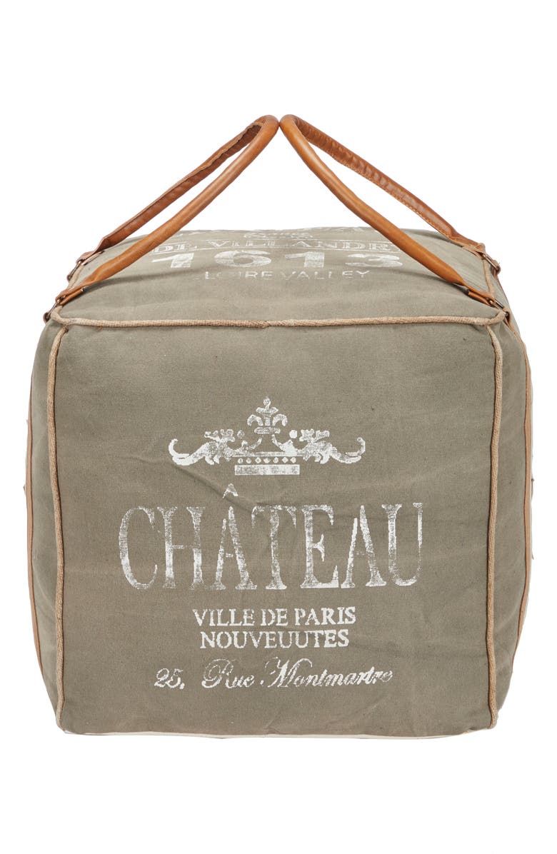 SONOMA SAGE HOME Gray Canvas Rustic Pouf with Leather Handles ...