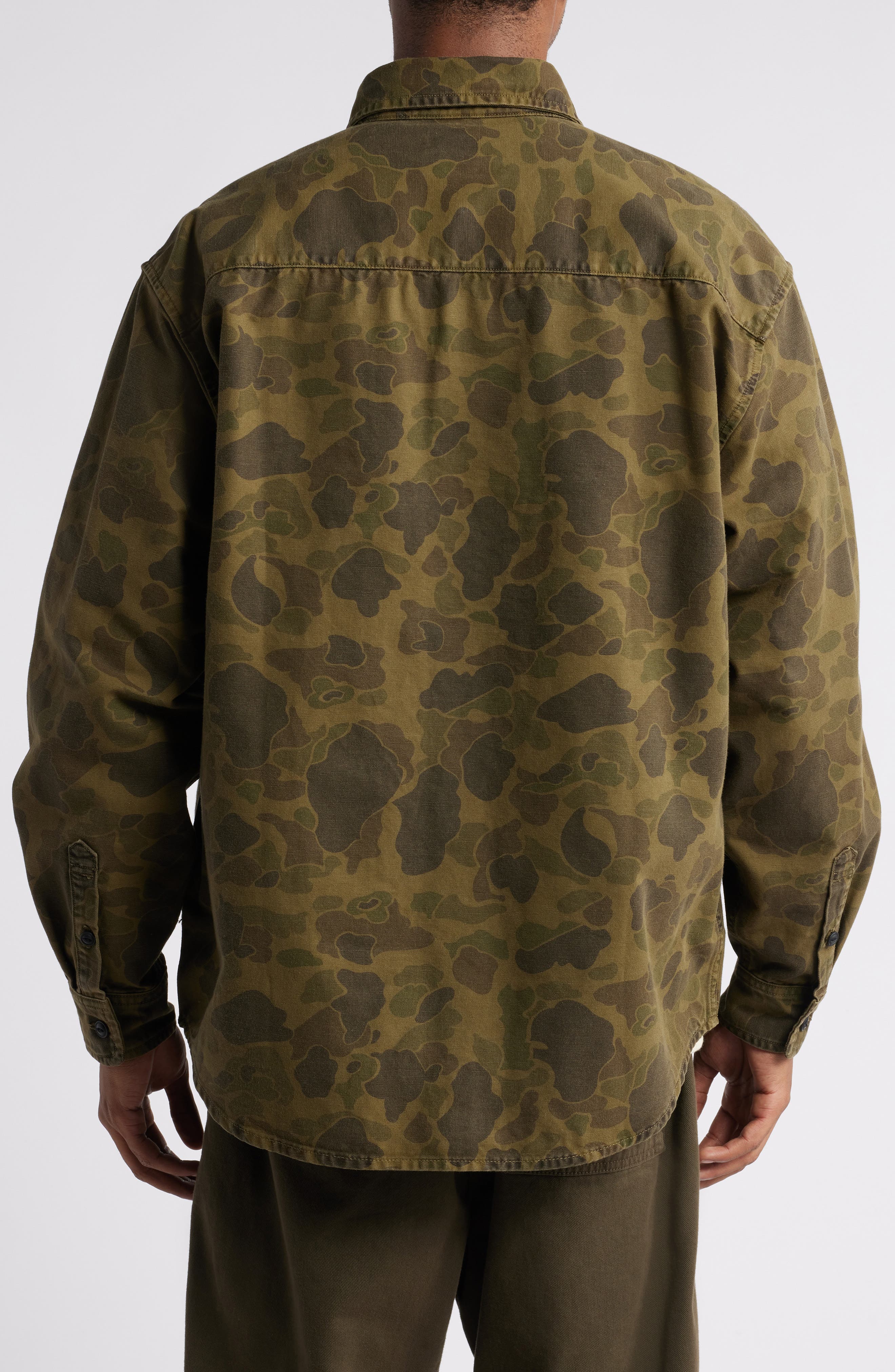 Carhartt Work In Progress Camo Duck Cotton Canvas Button-Up Shirt ...