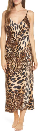 Natori Leopard Print Satin Nightgown | Nordstromrack