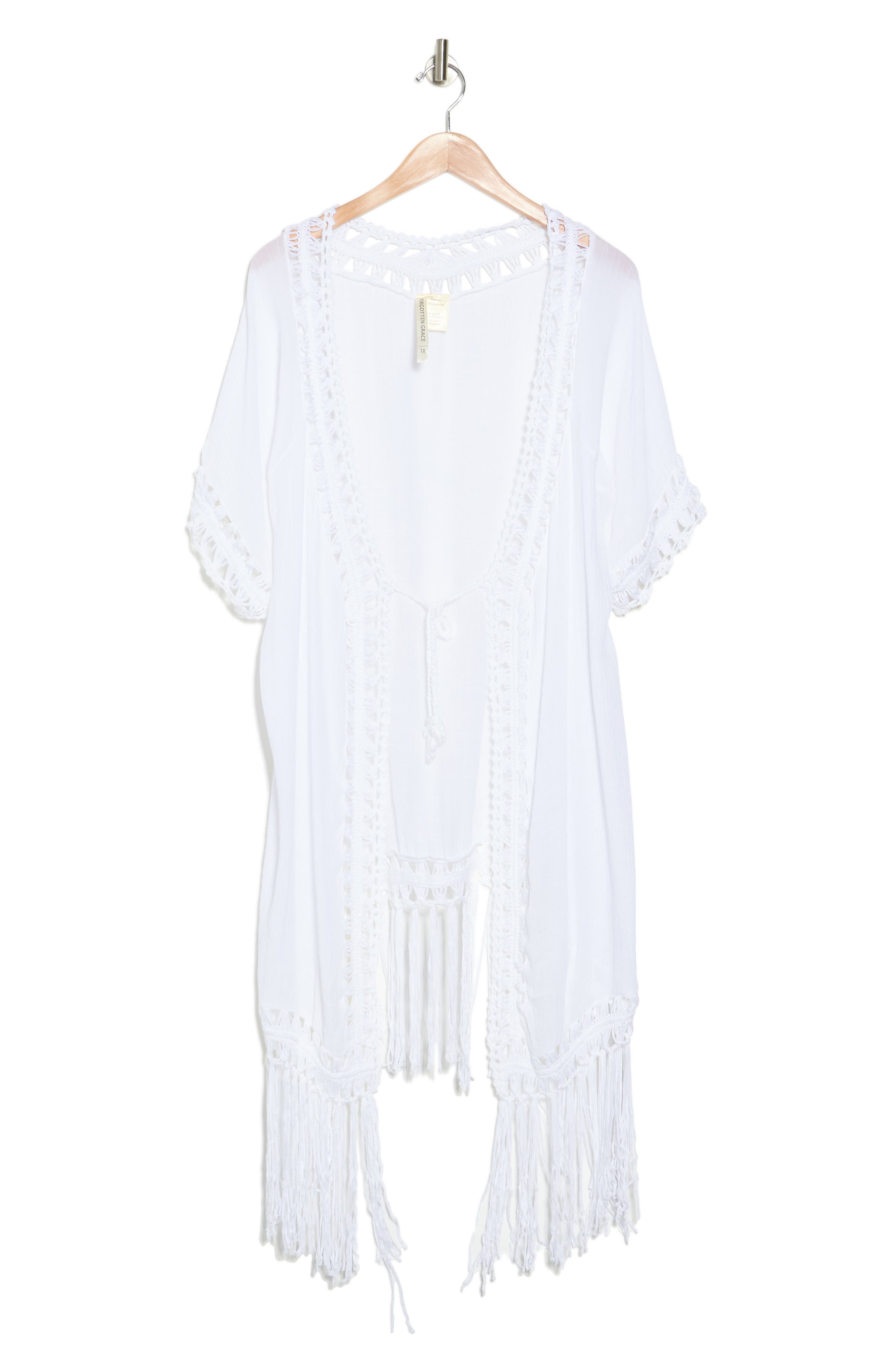 Forgotten Grace Crochet Trim Fringe Hem Duster | Nordstromrack