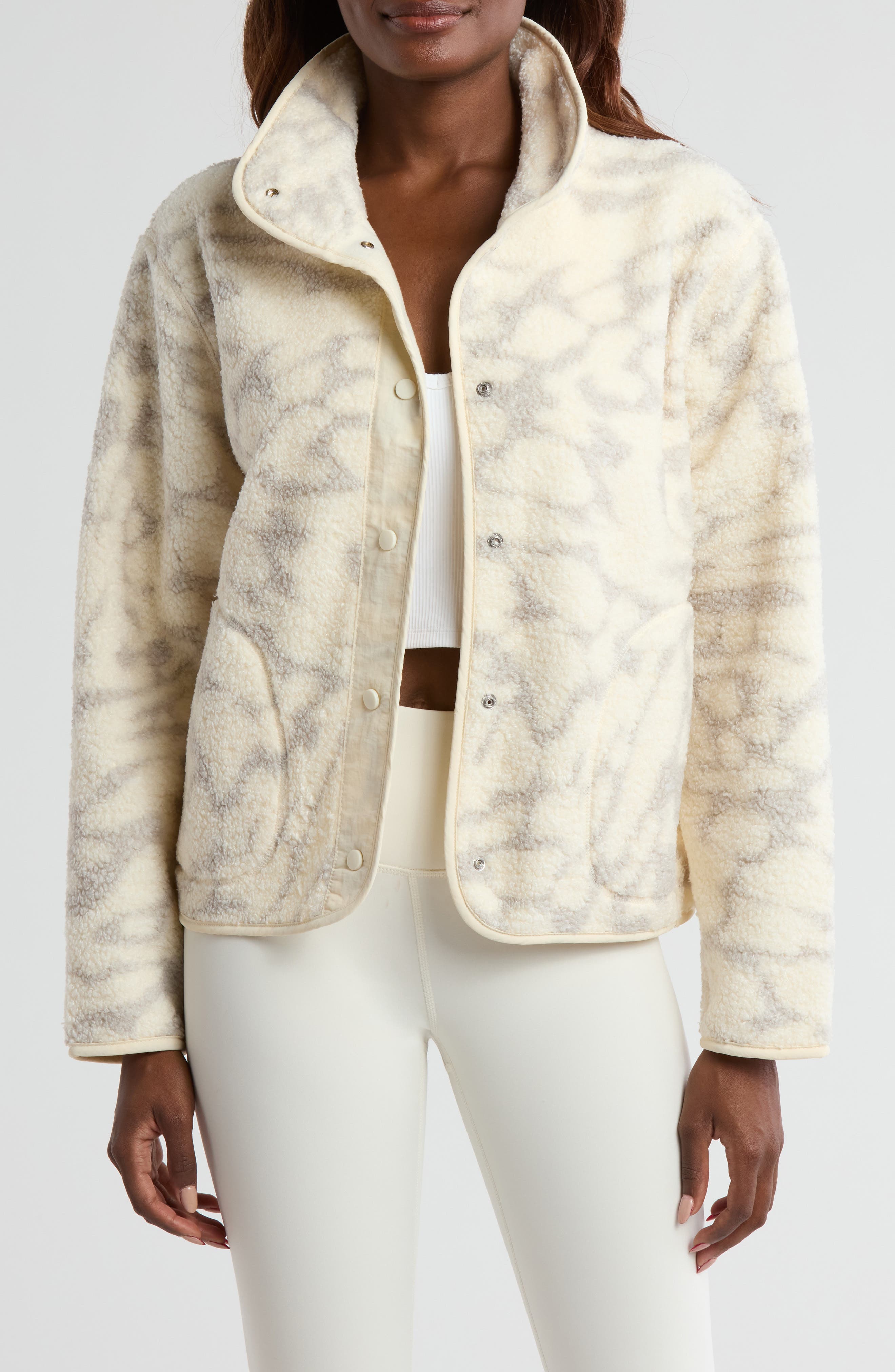 Z by Zella Faux Shearling Print Hybrid Jacket | Nordstromrack