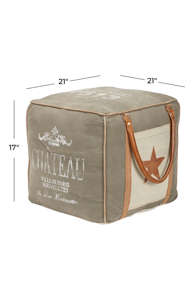 SONOMA SAGE HOME Gray Canvas Rustic Pouf with Leather Handles ...