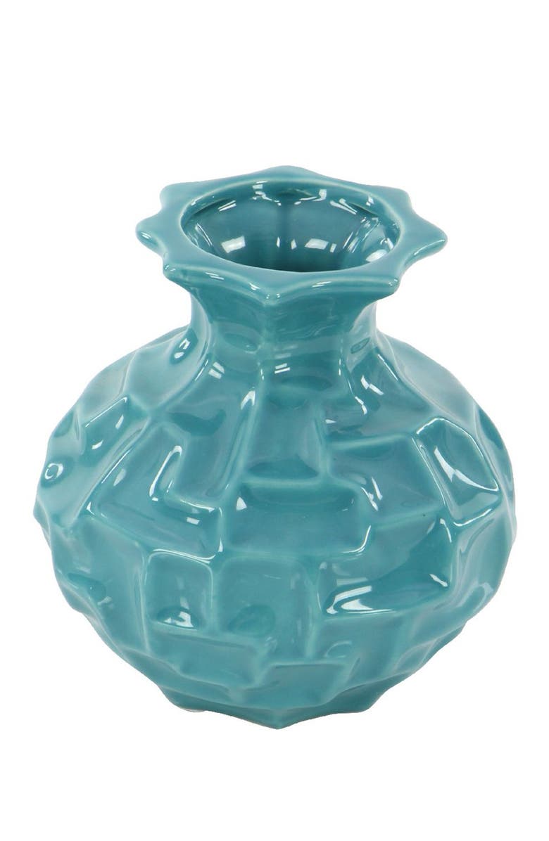 VIVIAN LUNE HOME Blue Ceramic Vase with Varying Patterns - Set of 3 ...