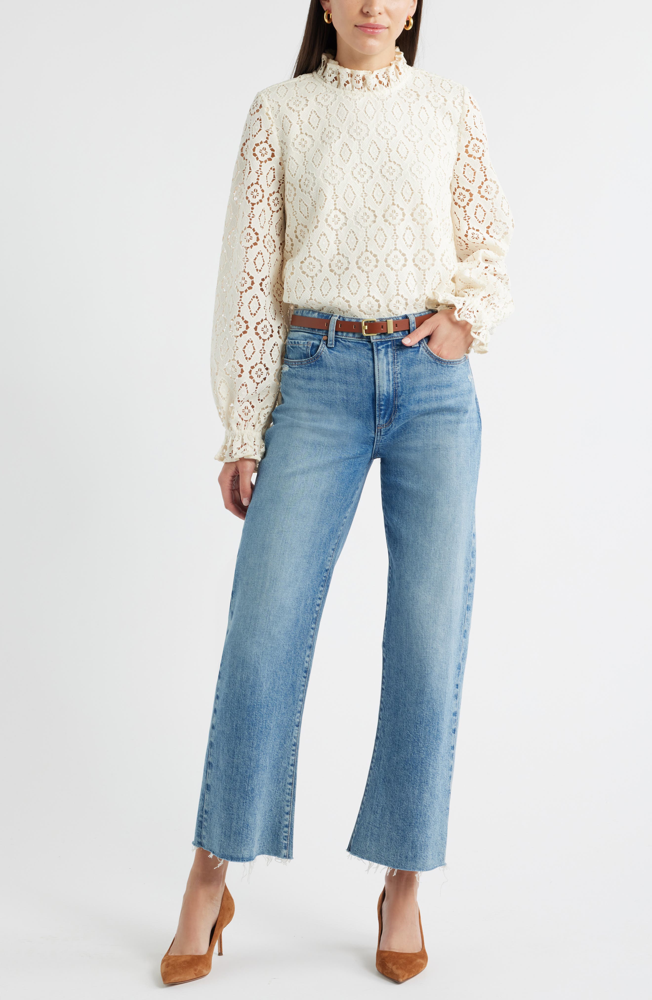 Caslon® Ruffle Lace Top | Nordstromrack