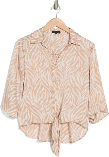 Pleione Print Tie Front Shirt | Nordstromrack