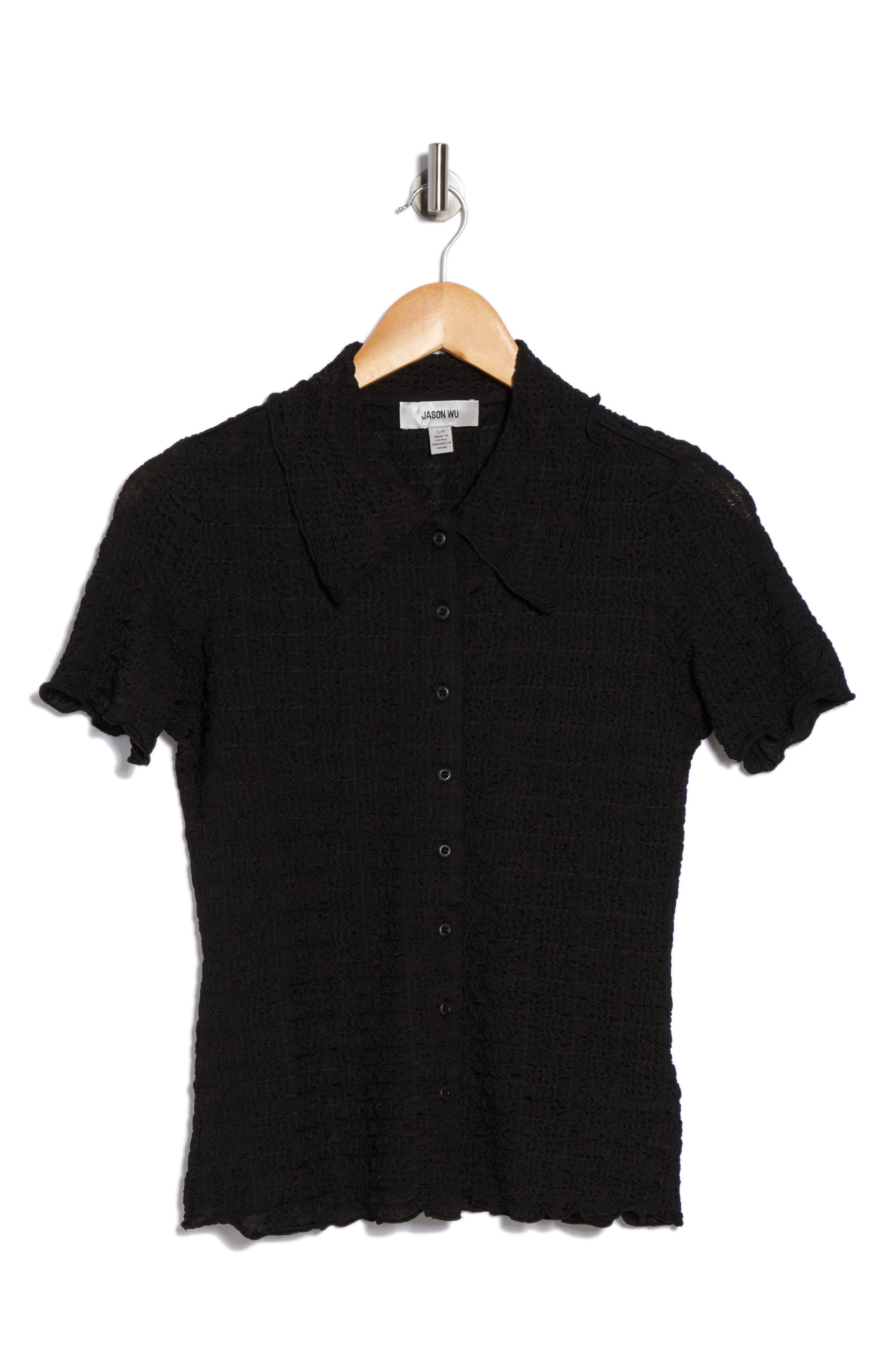 JASON WU Smocked Short Sleeve Button-Up Shirt | Nordstromrack