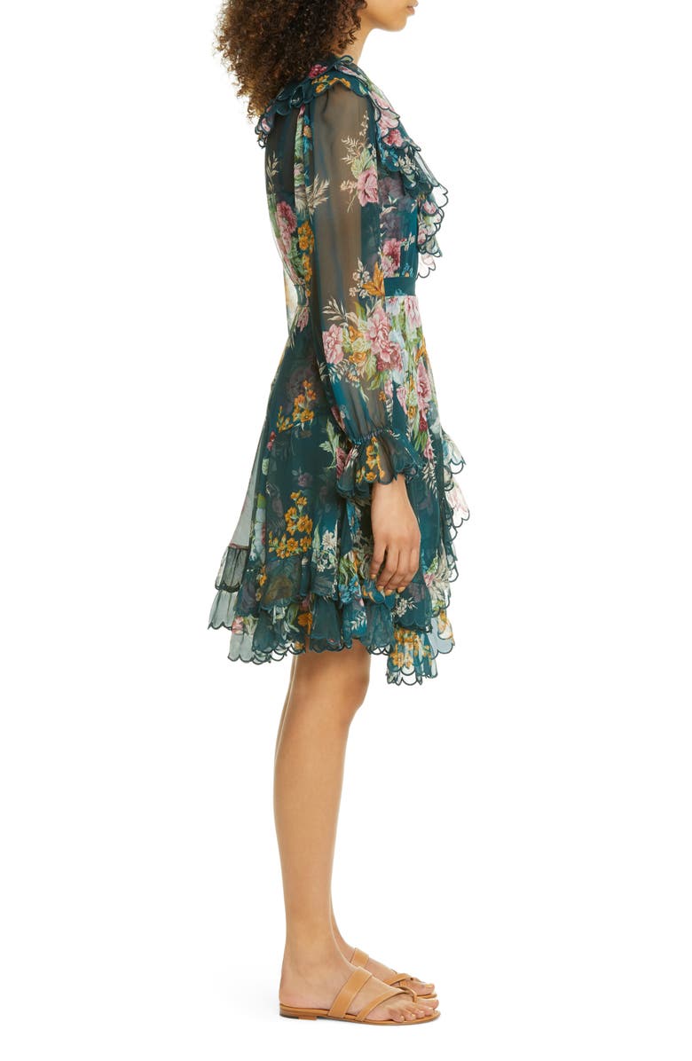 Zimmermann Wavelength Scalloped Ruffle Long Sleeve Silk Minidress ...