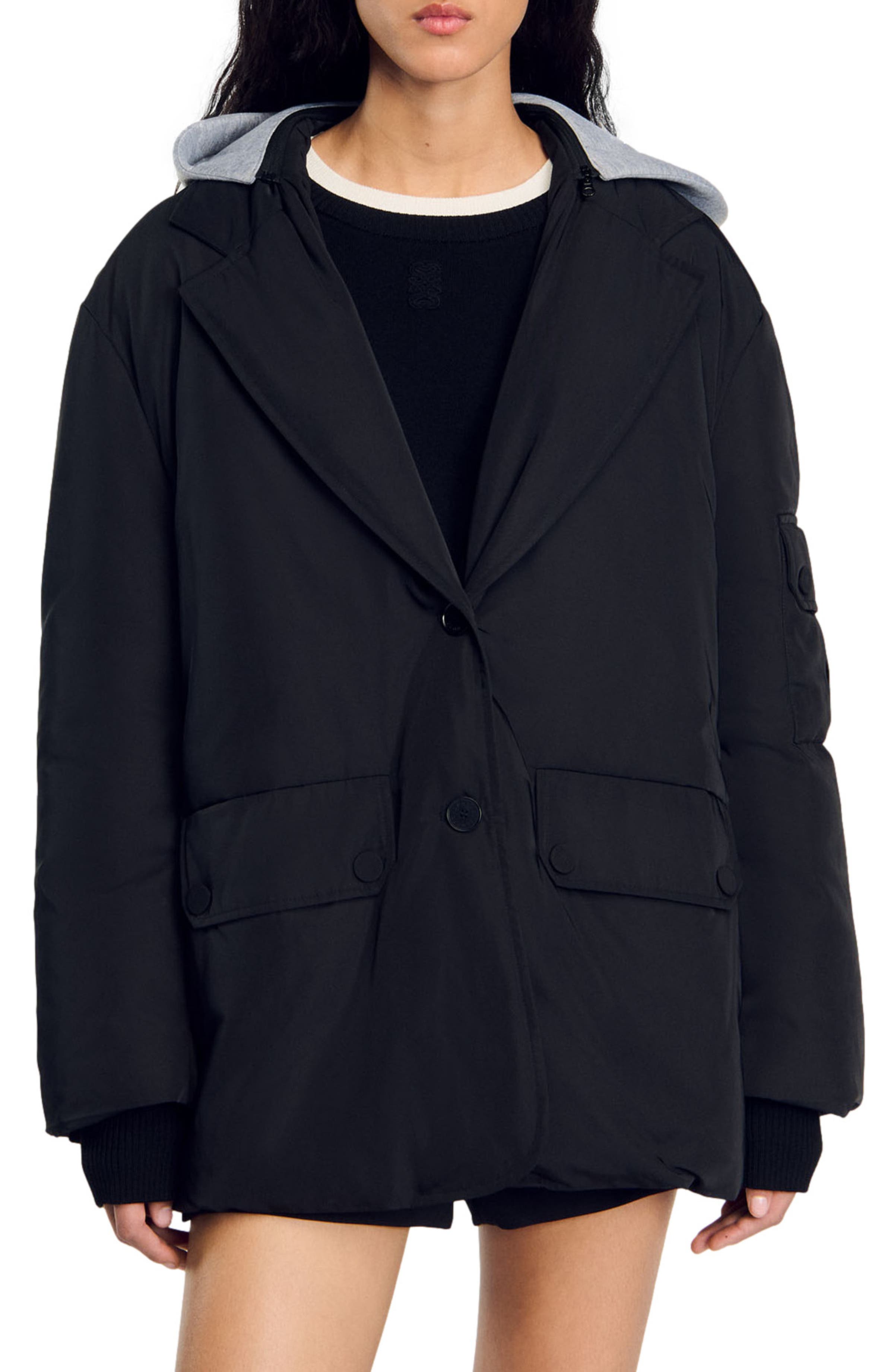 SANDRO Coat with contrasting hood | Nordstrom