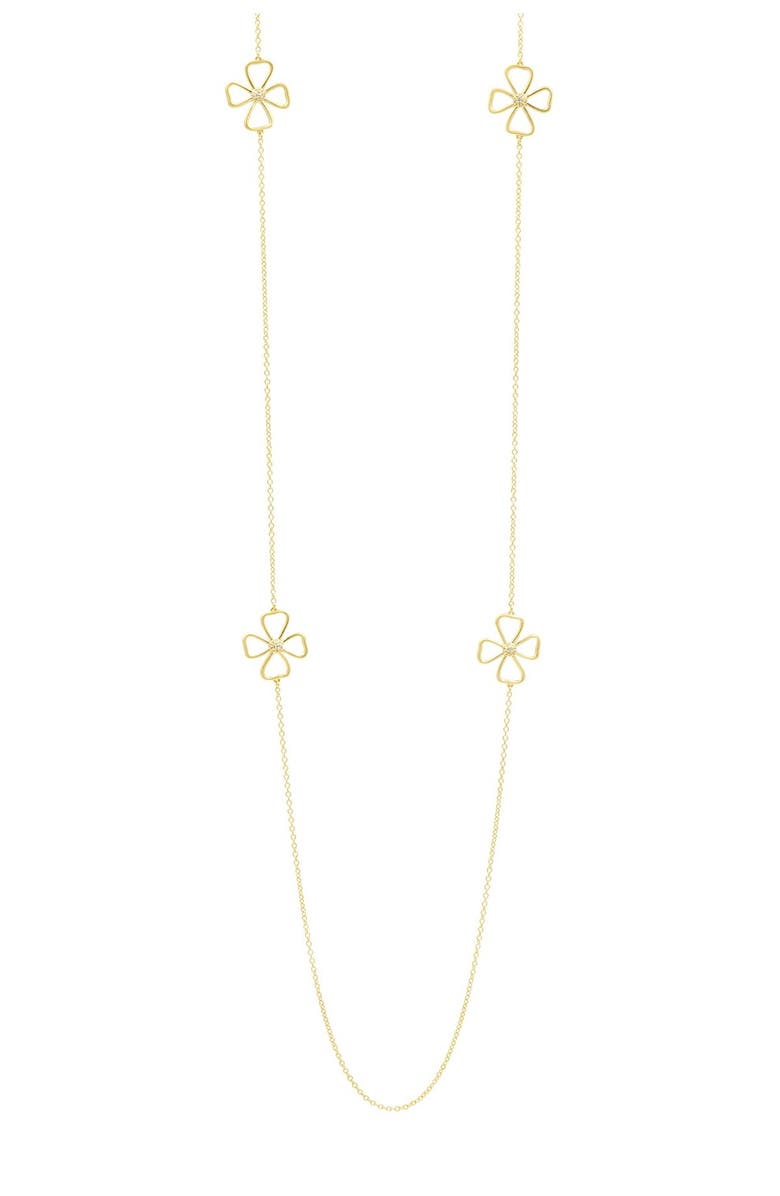 FREIDA ROTHMAN Harmony 14K Gold Clad Sterling Silver CZ Floral Station ...