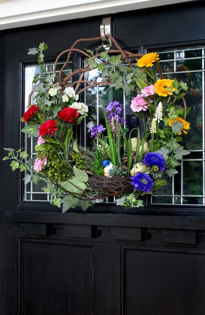 NEARLY NATURAL Multi 22" Spring Floral Wreath | Nordstromrack