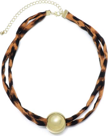 Adornia Ball Pendant Leopard Print Necklace | Nordstromrack