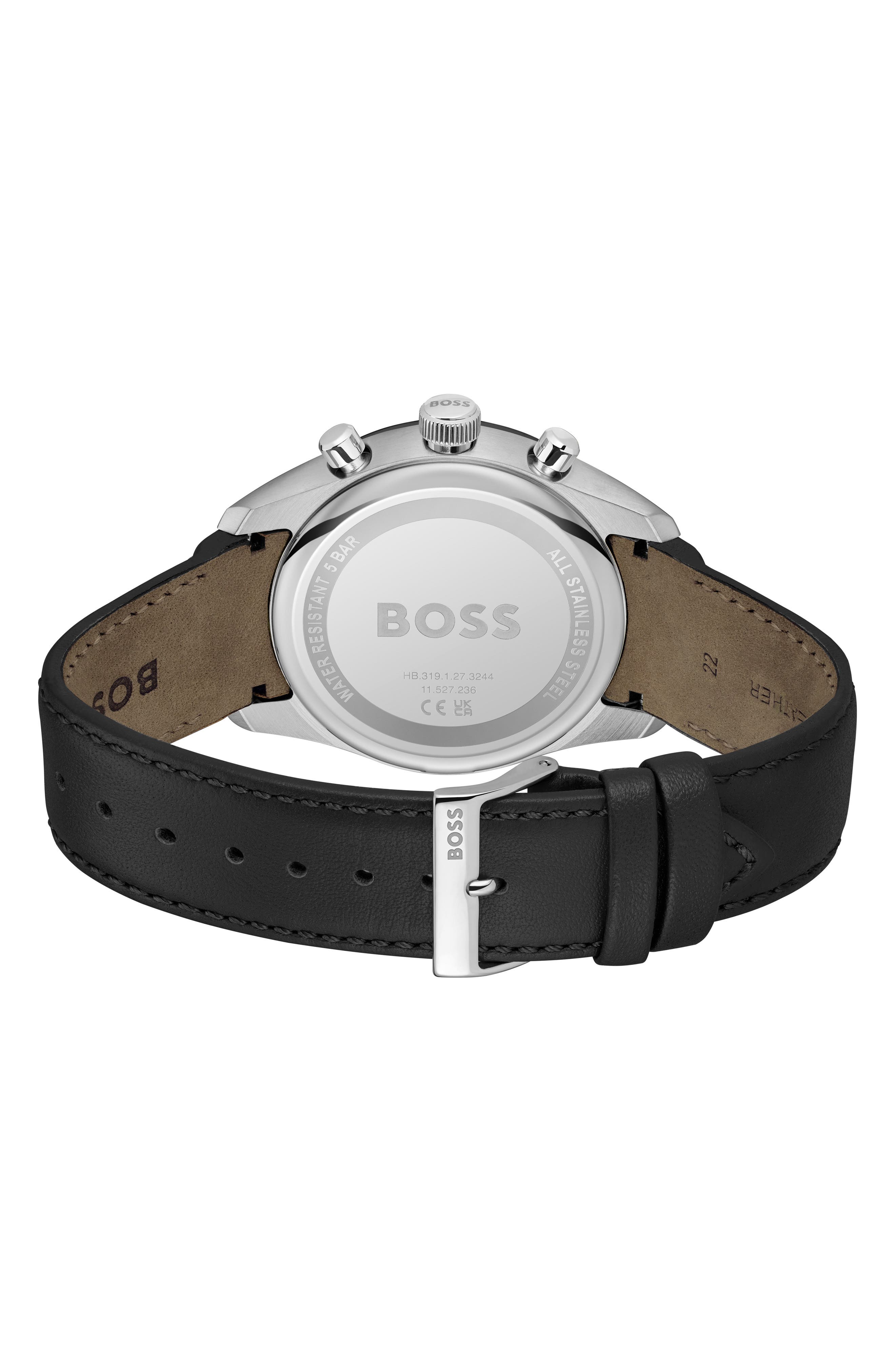 BOSS Grand Prix Leather Strap Watch, 44.5mm | Nordstromrack