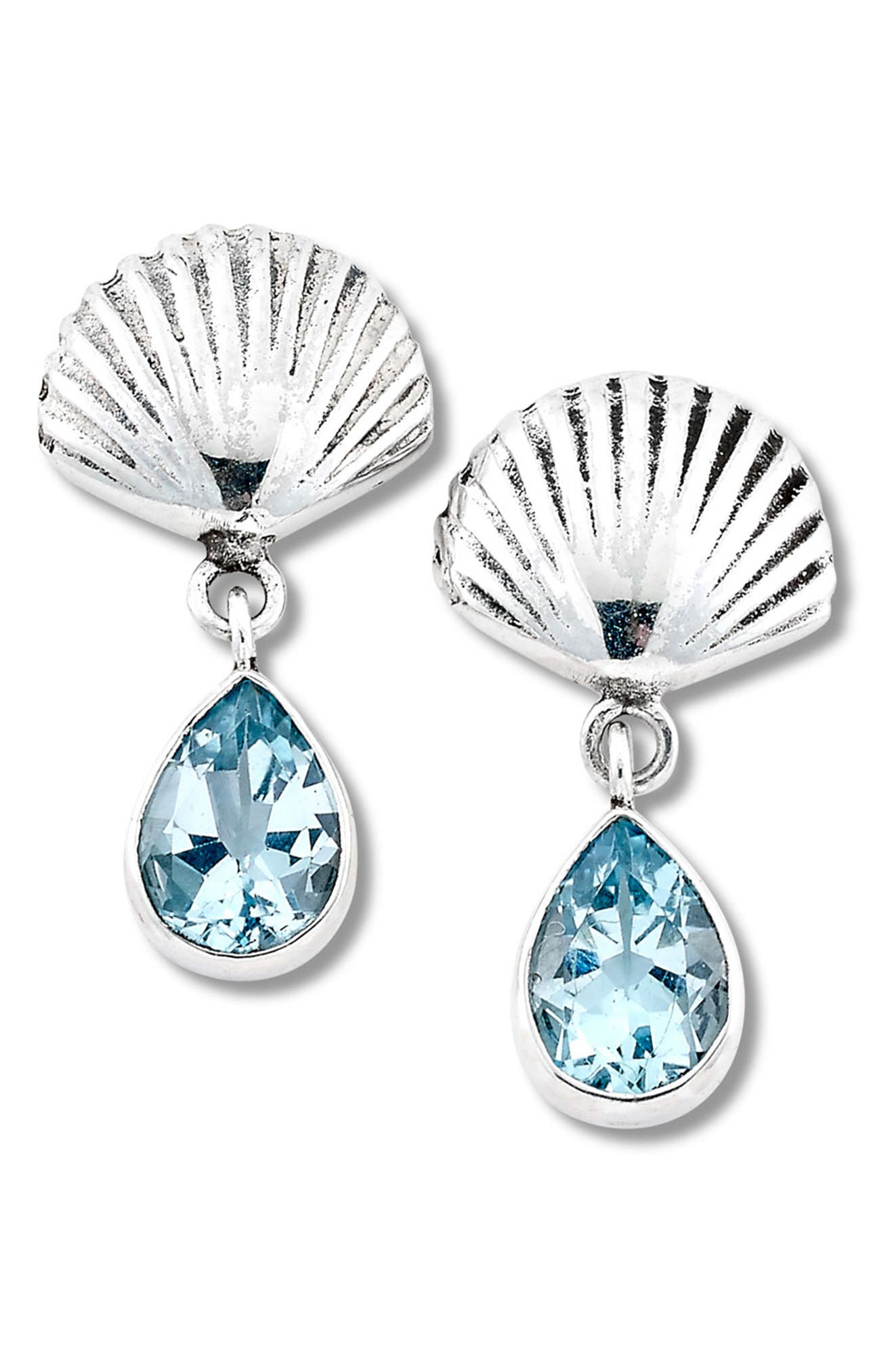 SAMUEL B. Sterling Silver Blue Topaz Shell Earrings | Nordstromrack