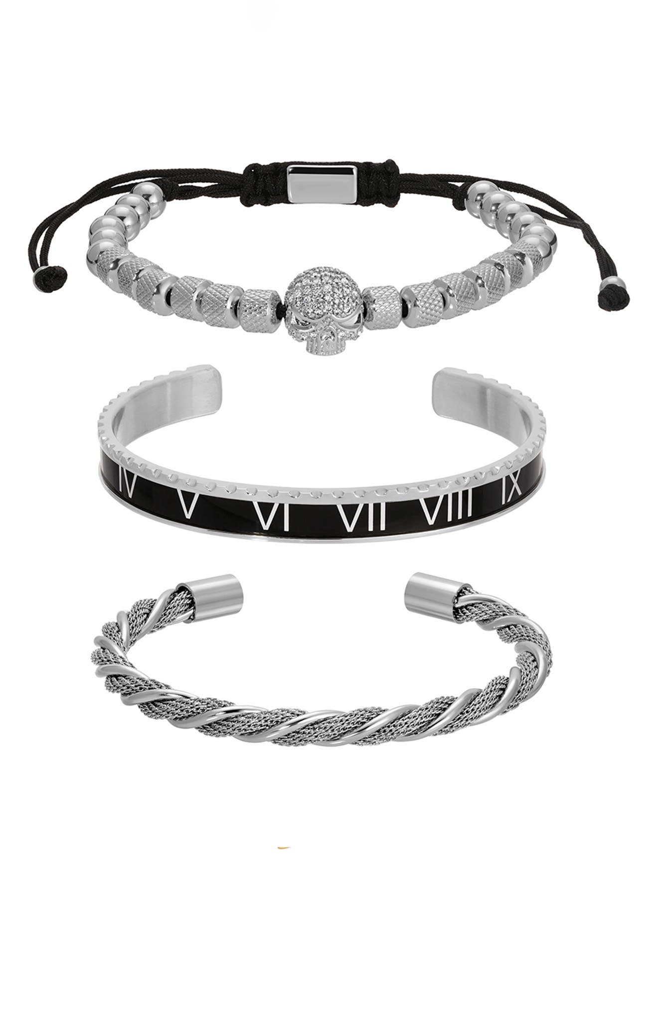 EYE CANDY LOS ANGELES Lucas Skull 3-Piece Bracelet Set | Nordstromrack