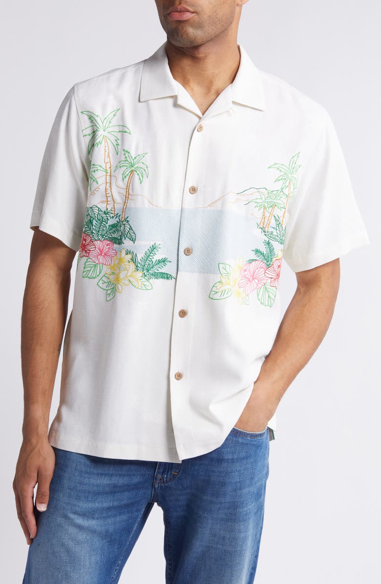 Tommy Bahama Bloom with a View Embroidered Silk Camp Shirt | Nordstrom
