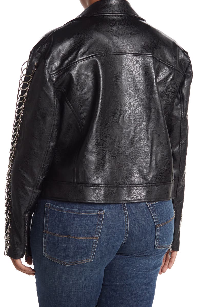 AZALEA WANG O-Ring Sleeve Faux Leather Moto Jacket | Nordstromrack