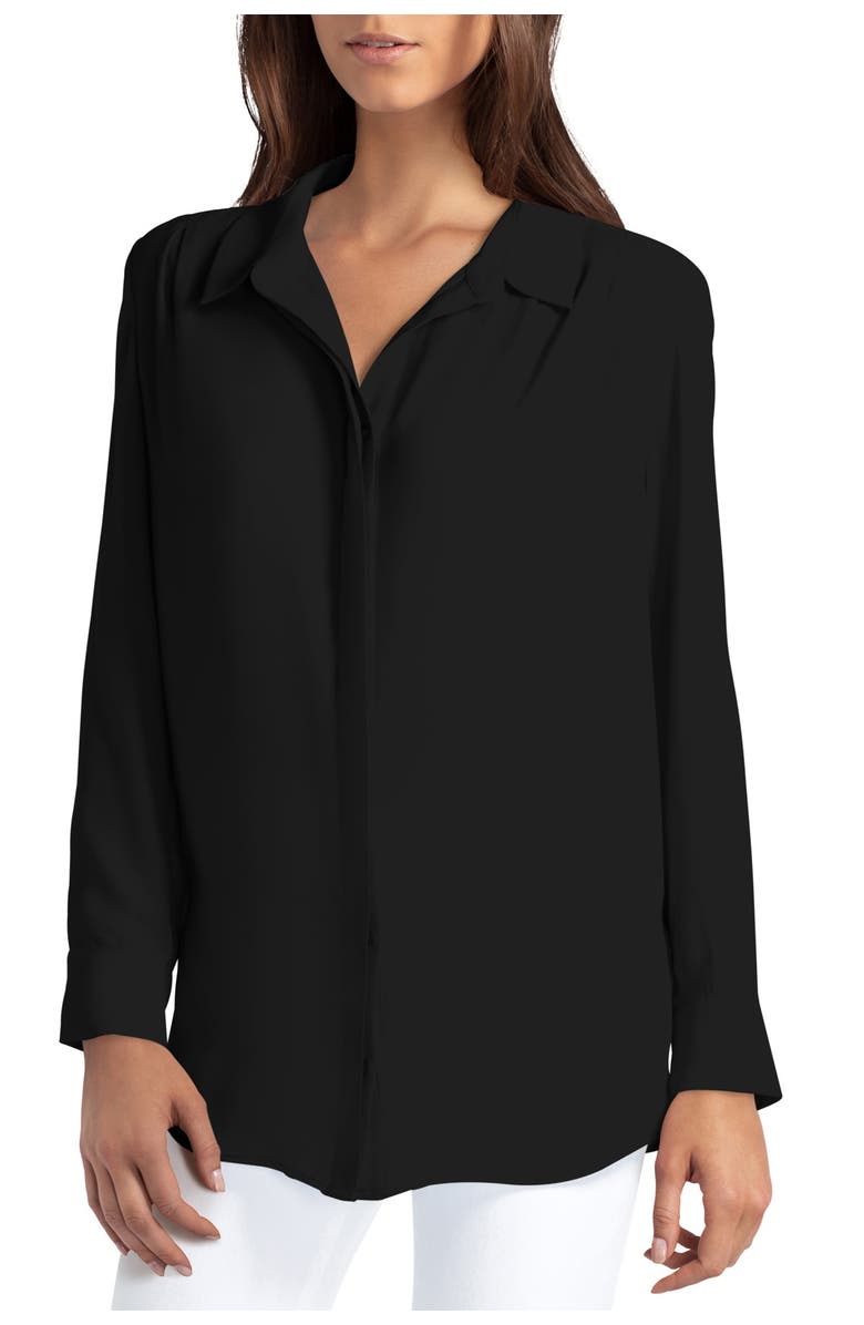 H HALSTON Long Sleeve Button Front Tunic Top | Nordstromrack