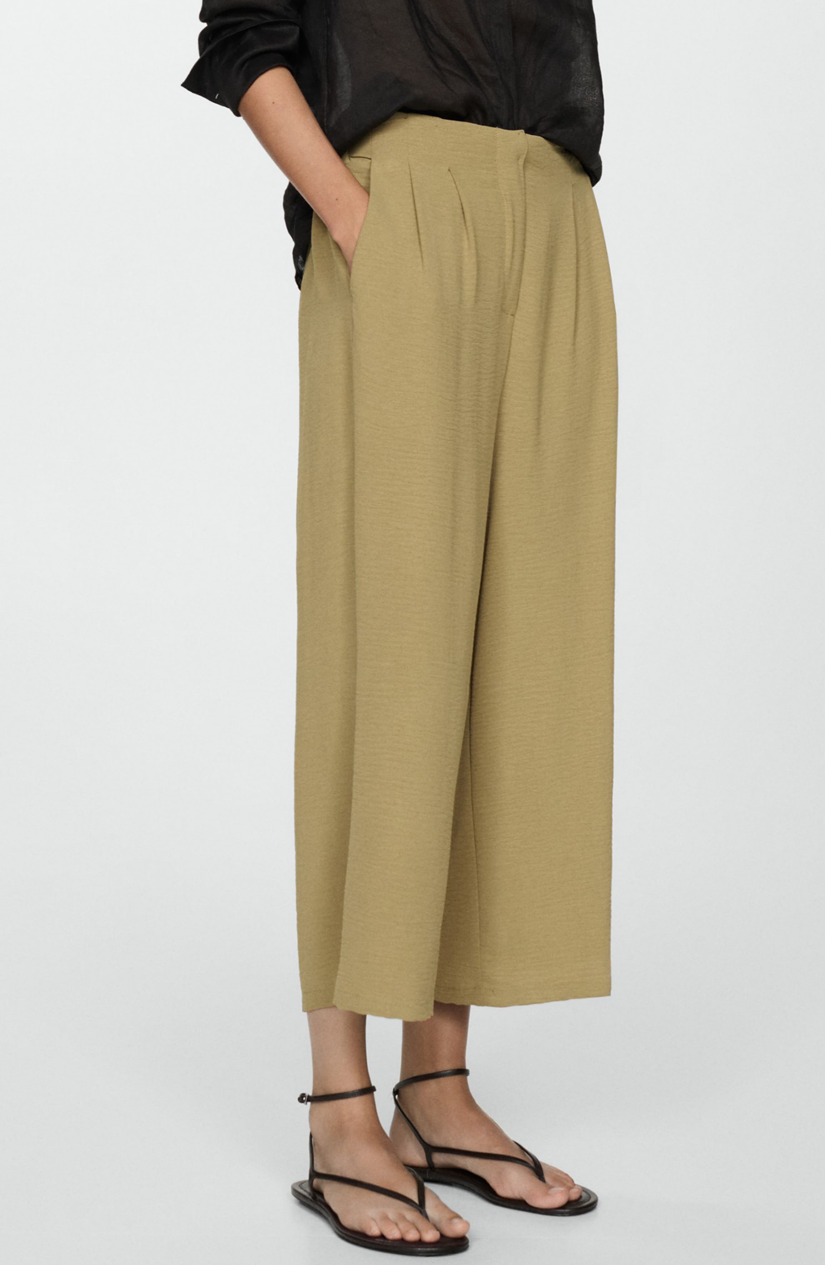 MANGO Textured Ankle Wide Leg Pants | Nordstrom