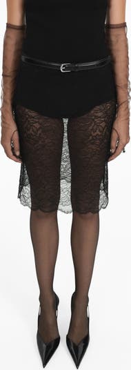 MANGO Jade Sheer Floral Lace Skirt | Nordstromrack