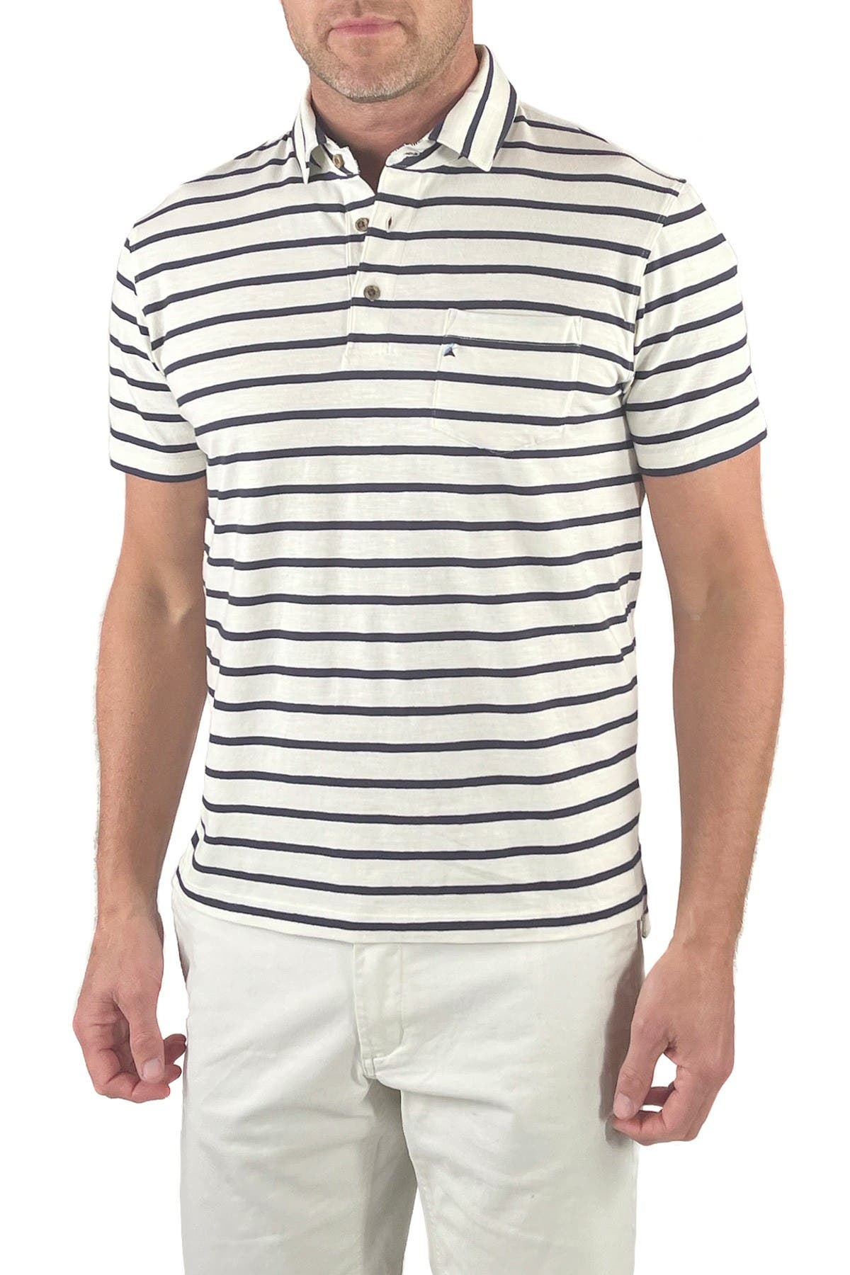 Tailor Vintage Airotec Stretch Slub Jersey Stripe Print Polo ...