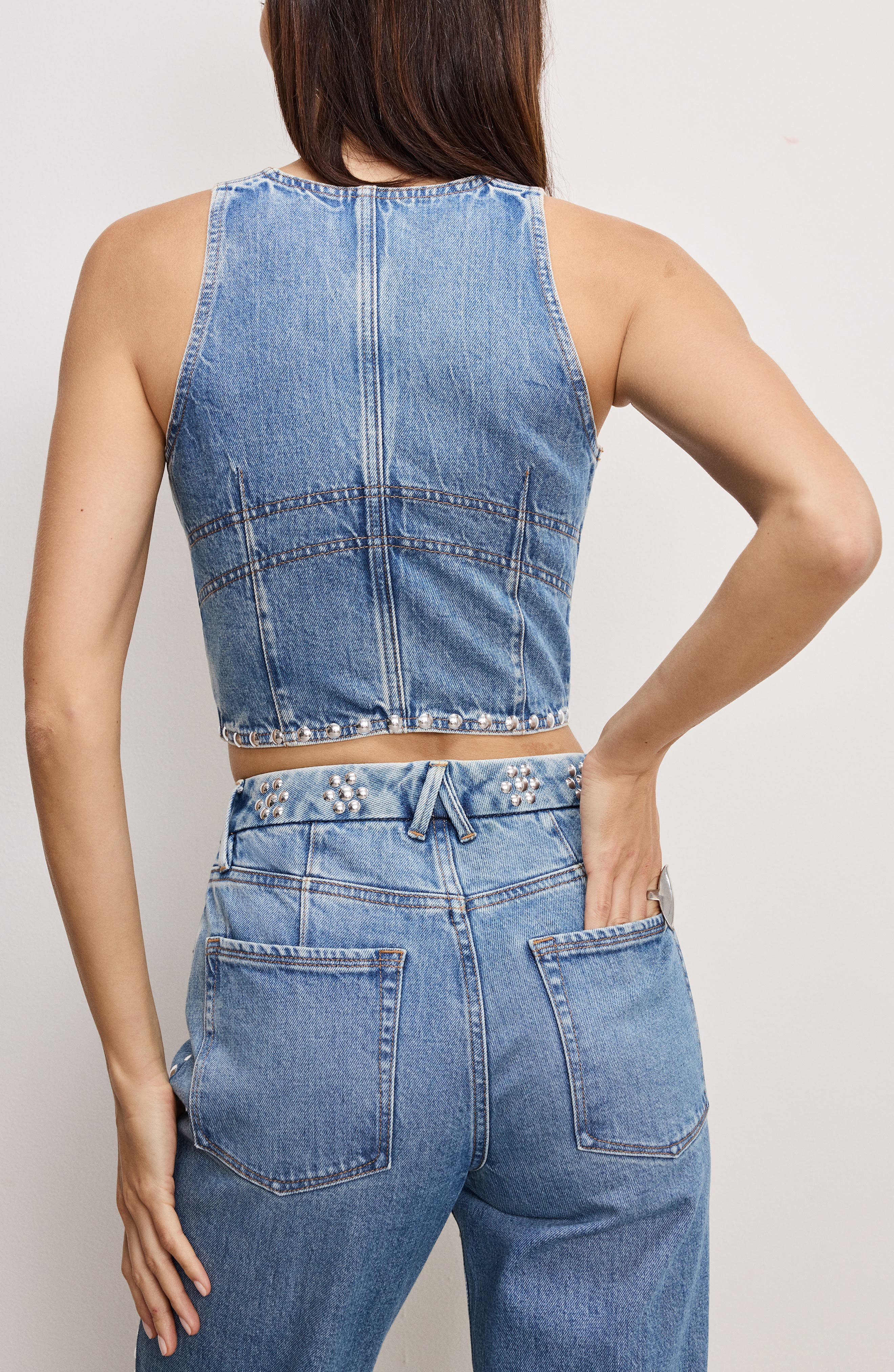 Good American Studded Underwire Denim Vest | Nordstromrack
