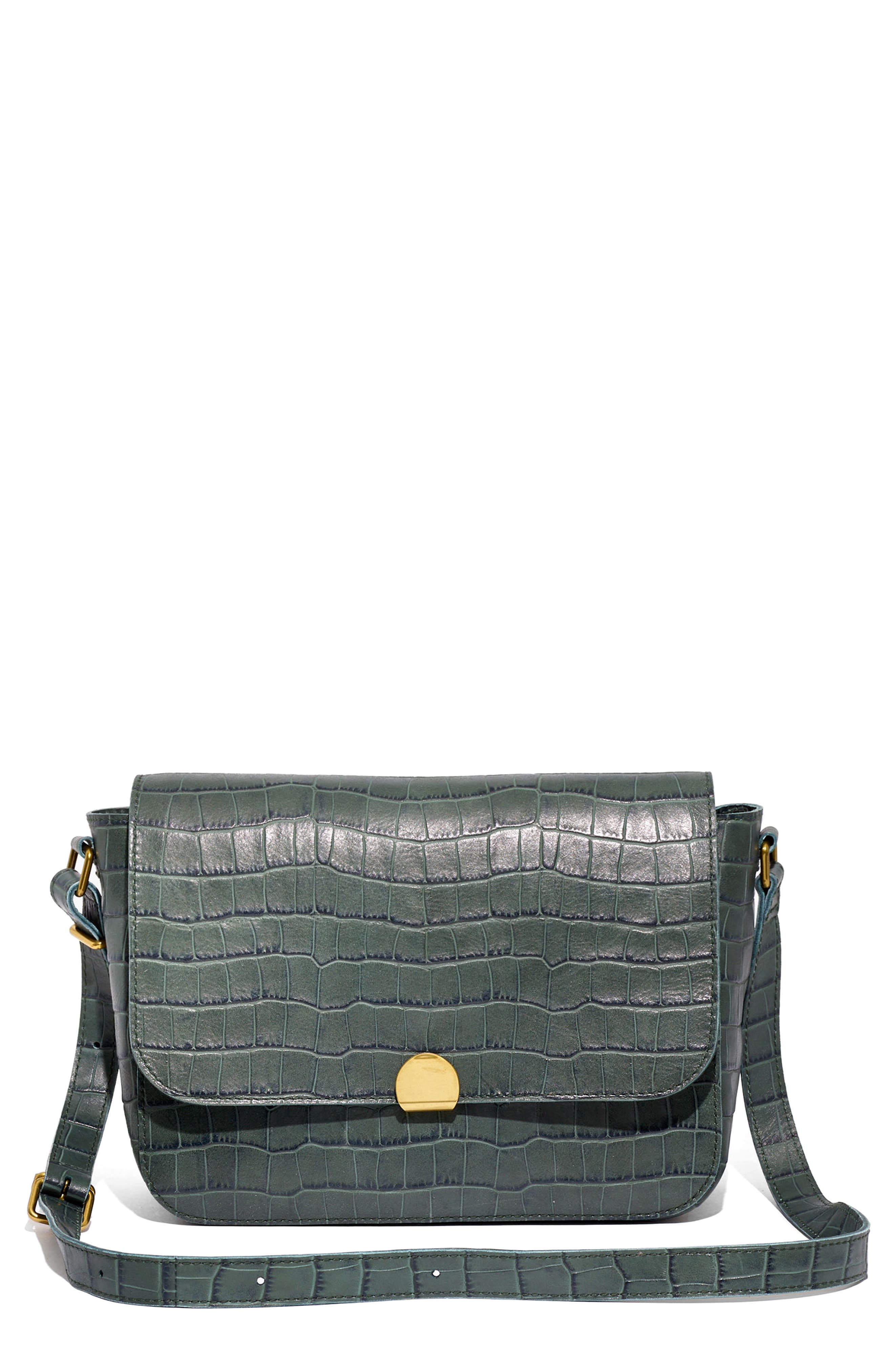 Madewell The Abroad Shoulder Bag: Croc Embossed Leather Edition | Nordstrom