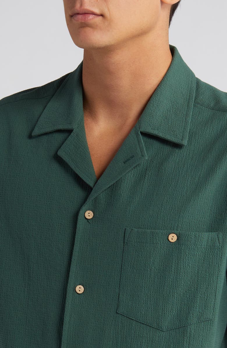 Percival Textured Solid Short Sleeve Cotton Button-Up Shirt | Nordstromrack