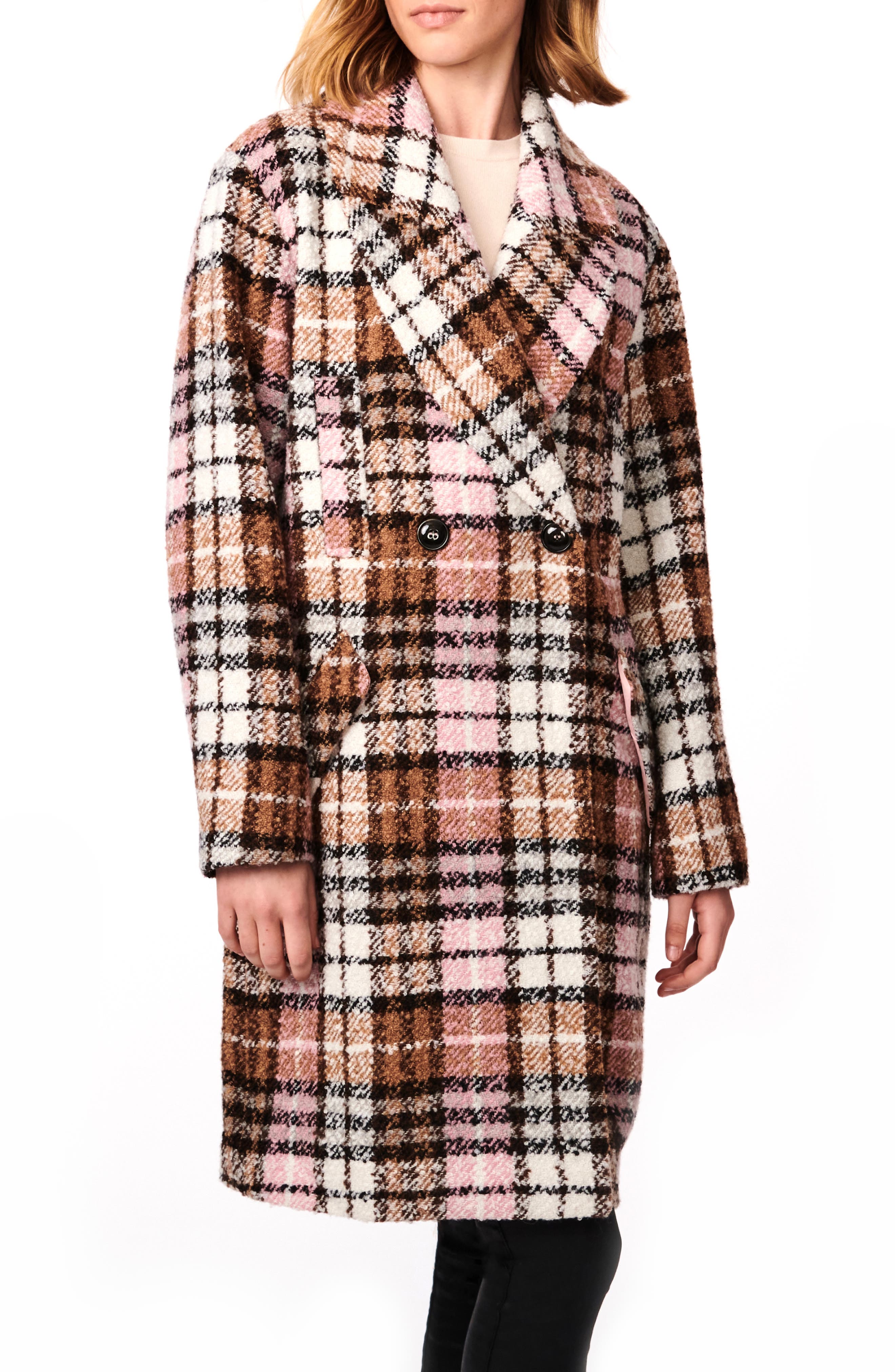 Bernardo Plaid Wool Blend Coat | Nordstromrack