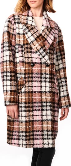 Bernardo Plaid Wool Blend Coat | Nordstromrack