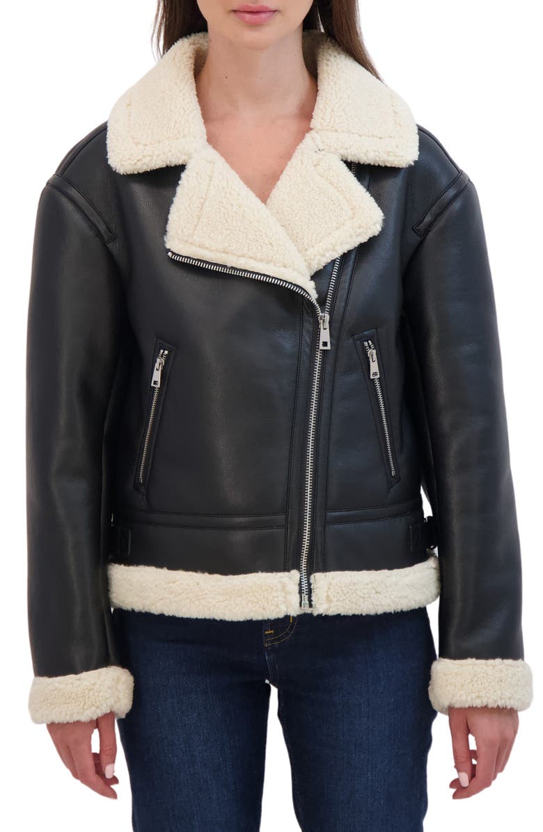 Sebby Faux Shearling Faux Leather Biker Jacket | Nordstromrack