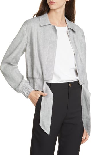 Club Monaco Tie Waist Linen Blend Jacket | Nordstromrack