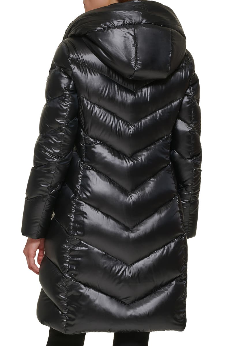 Calvin Klein Faux Fur Trim Chevron Quilt Down Puffer Jacket | Nordstromrack