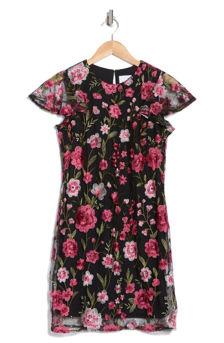 Sam Edelman Queenberry Floral Embroidered Cap Sleeve Minidress | Nordstromrack