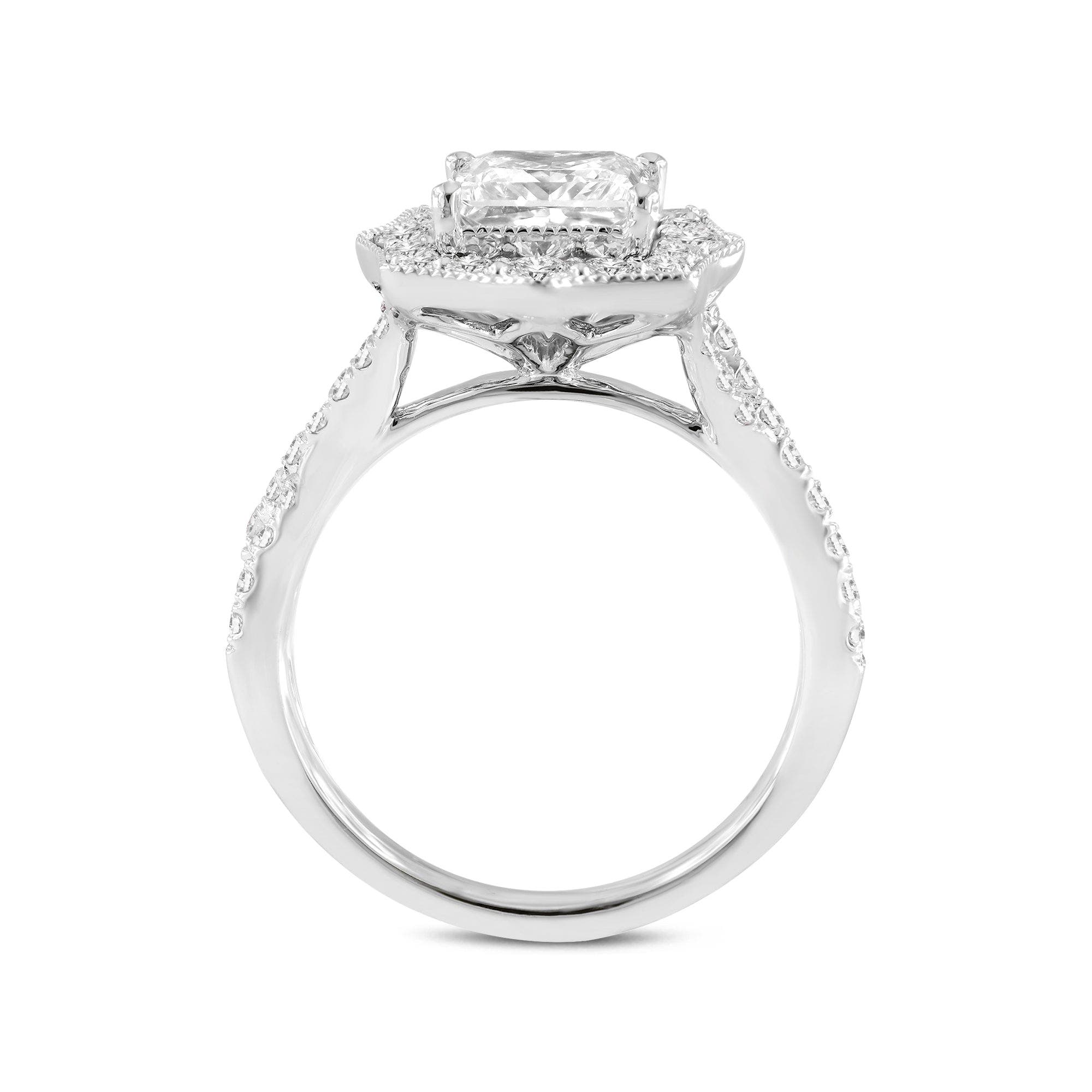 LuvMyJewelry Milena 14K White Gold Princess Cut Lab Grown Diamond Halo ...