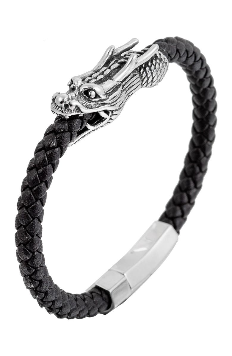 EYE CANDY LOS ANGELES Deion Dragon Leather & Stainless Steel Bracelet ...