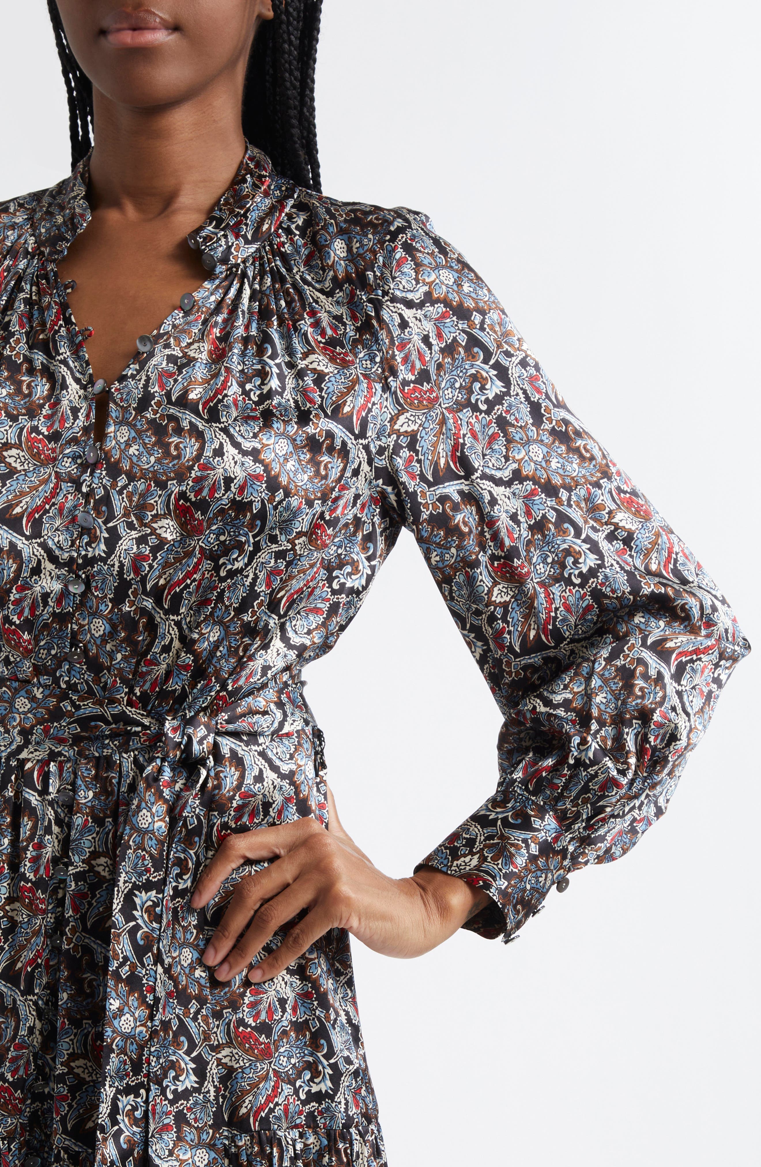 Veronica Beard Zoella Paisley Long Sleeve Silk Blend Minidress ...
