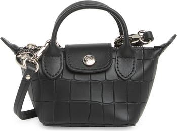 Longchamp Le Pliage Cuir X-Small Croc Embossed Crossbody Bag ...